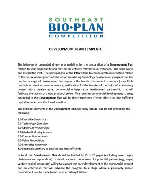 Fillable Online DEVELOPMENT PLAN TEMPLATE Fax Email Print PdfFiller