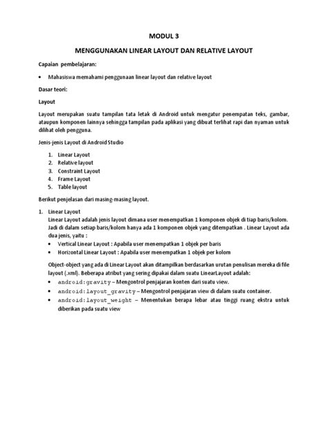 Modul 3 Linear Layout Dan Relative Layout Pdf