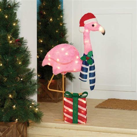 Holiday Time Light Up Plush Flamingo 32 Outdoor