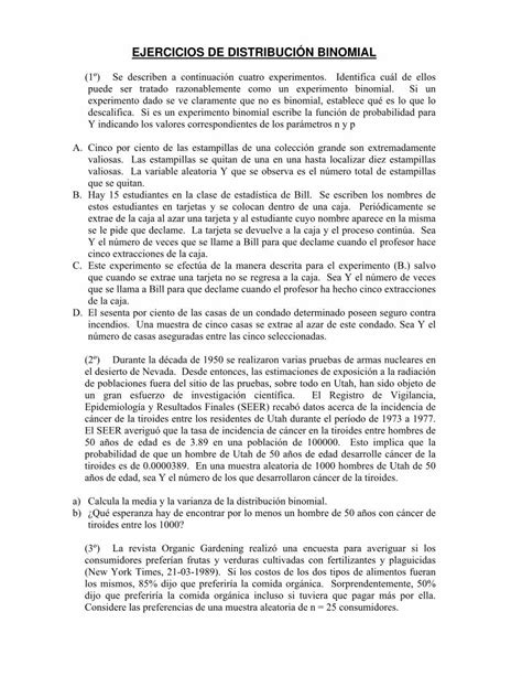 Pdf Ejercicios De DistribuciÓn Binomial … · Ejercicios De DistribuciÓn Binomial ˘ ˇ ˆ