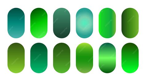 จานสีเขียว แสดงเฉดสีและสีต่างๆ เวกเตอร์พรีเมียม