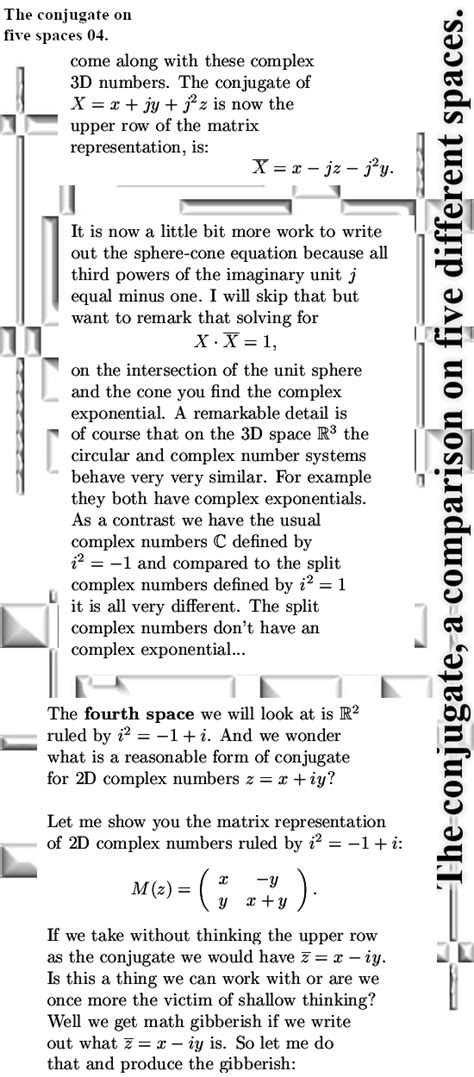Comparison Of The Conjugate On Five Different Spaces 3dcomplexnumbers