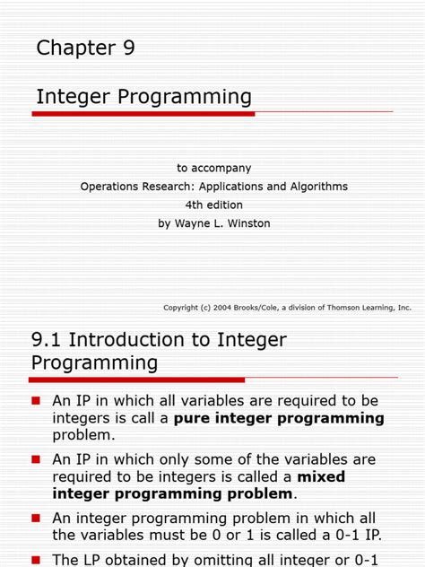 Integer Programming Pdf Computer Programming Mathematical
