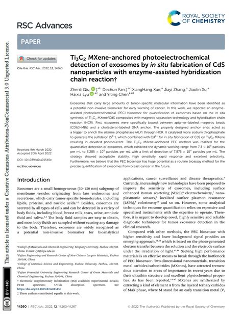 Pdf Ti 3 C 2 Mxene Anchored Photoelectrochemical Detection Of Exosomes By In Situ Fabrication