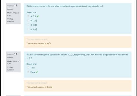 Solved Question 11 If Q Has Orthonormal Columns What Is The