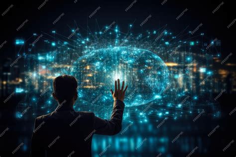 Premium Photo Digital Transformation In The Ai Era Touching Big Data Transforming Networks