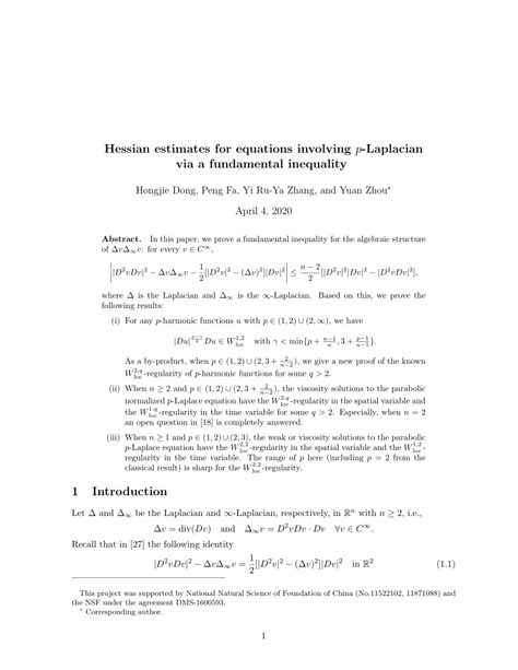 Full Article Hessian Estimates For Equations Involving P Laplacian Via