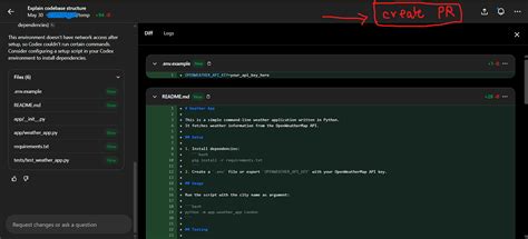 Codex Create Pr Button Not Visible Coding With Chatgpt Openai Developer Community