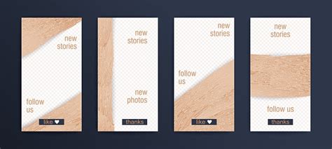 소셜 미디어 배너를 위한 템플릿을 디자인합니다 스토리 및 게시물에 대한 벡터 프레임 집합입니다 브러시 스트로크의 수제 레이어 0명에 대한 스톡 벡터 아트 및 기타 이미지