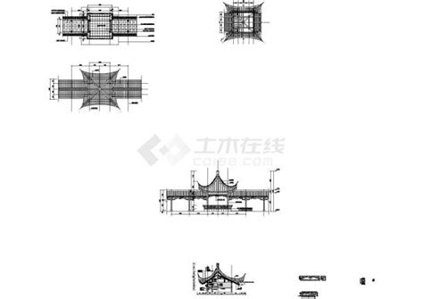 古建四角亭施工图 庭院绿地 土木在线