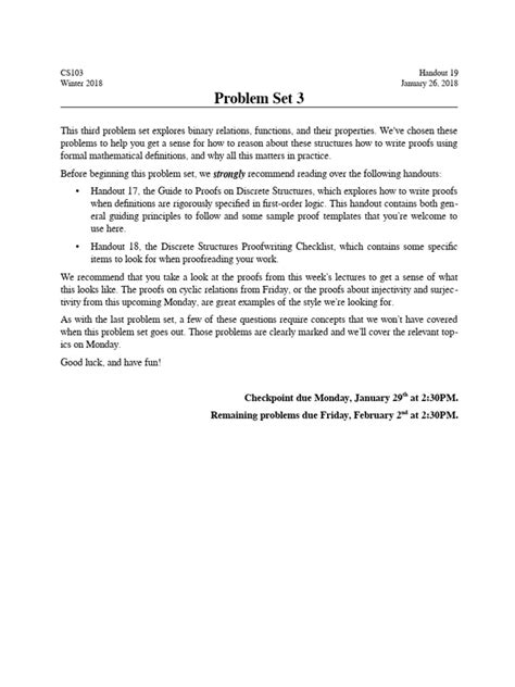 190 Problem Set 3 Pdf Function Mathematics Mathematical Concepts
