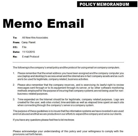 8 Professional Email Memo Templates Tips For Writing One Day To