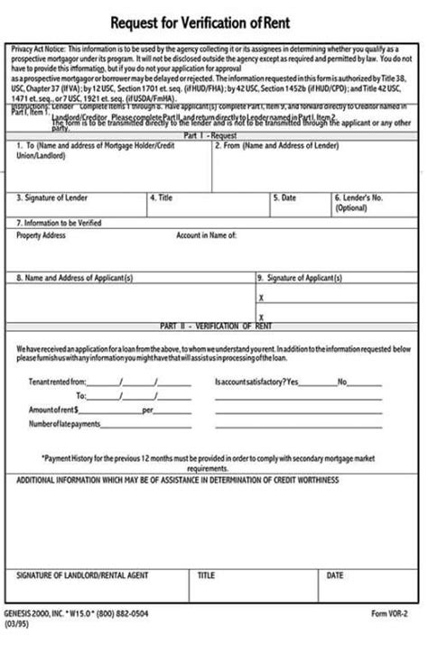 Free Verification Of Rent Landlord Forms Word Pdf
