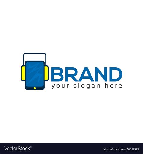 Smartphone And Headset Logo Template Flat Design Vector Image