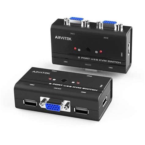 Vga Kvm Switch 2 Port Usb Kvm Switches 2 In 1 Out Selector For 2 Pcs Share 1 Monitor And 3 Usb