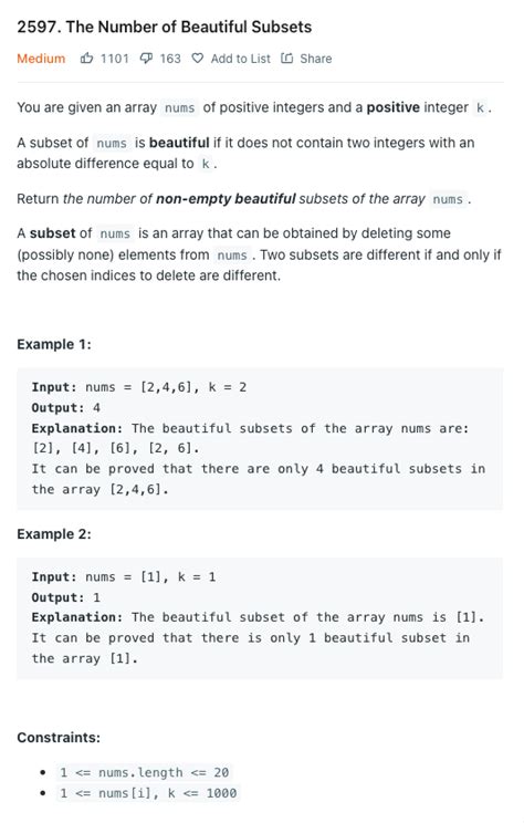 2024 Day 145 Leetcode 2597 The Number Of Beautiful Subsets