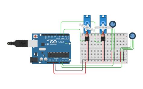 circuit design servo motors with arduino tinkercad