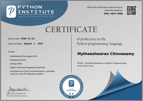 mytheeshwaran chinnasamy on linkedin certification learning python programming coding