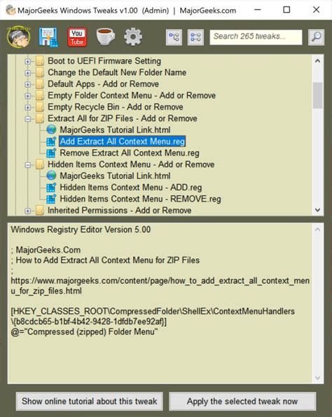 Majorgeeks Windows Tweaks Interface