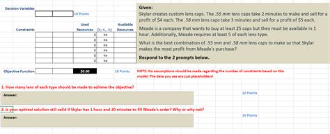 Solved 10 Points Decision Variables Constraints Objective