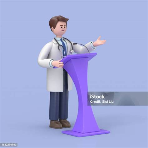 회의에서 연설하는 남성 의사 링컨의 3d 그림 파란색 배경에 분리된 의료 프레젠테이션 클립 아트 Workers Party에 대한 스톡 사진 및 기타 이미지 Istock