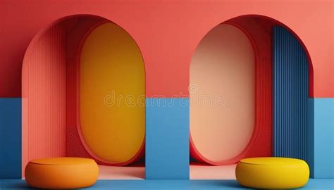 Abstract Geometric Forms Minimal Scene With Podiums Stock Illustration Illustration Of