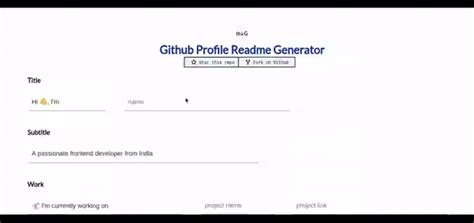 Github Profile Readme Generator Devpost