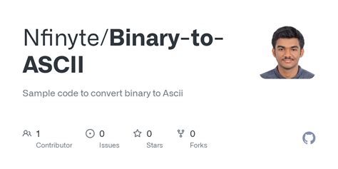 GitHub Nfinyte Binary To ASCII Sample Code To Convert Binary To Ascii