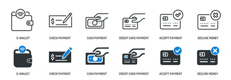 지불 라인 및 글리프 솔리드 아이콘 컬렉션 Minimal Icon And Symbol Series Vector Illustration 최소 아이콘과 기호 시리즈 벡터