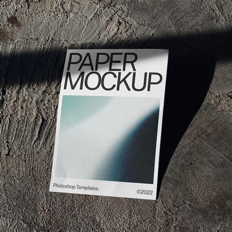 Premium Psd Blue Ocean Paper Mockup Template Design With Shadow Overlay
