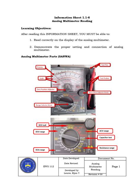 Analog Multimeter Pdf Analog Multimeter Pdf