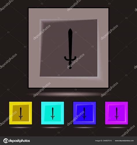 Sword Icon Sign Original Five Colored Buttons Vector Illustration Stock Vector By ©yayimages