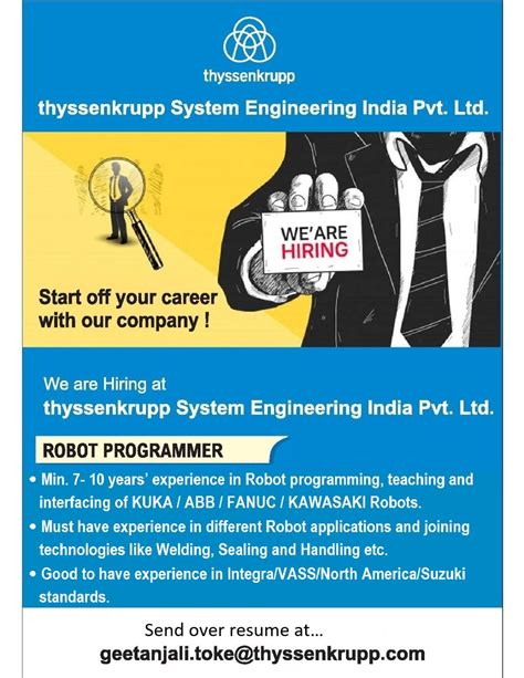 Raghuraj Deshpande On Linkedin We Are Hiring Robot Programmer With