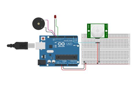 Circuit Design Pir Motion Sensor Alarm System Tinkercad