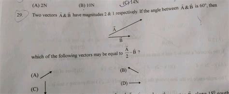 29 Two Vectors Aandb Have Magnitudes 2and1 Respectively If The Angle Betwee
