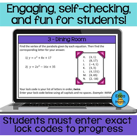 Graphs Of Quadratic Functions Escape Room Activity Digital And Printable Classful