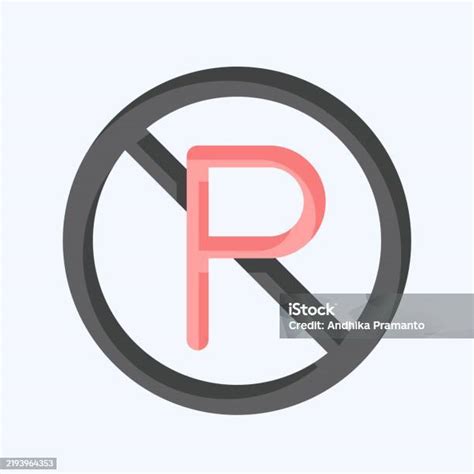 아이콘 주차 금지 주차 기호와 관련이 있습니다 플랫 스타일 디자인 편집 가능 3차원 형태에 대한 스톡 벡터 아트 및 기타 이미지 3차원 형태 가리키기 경계 표지