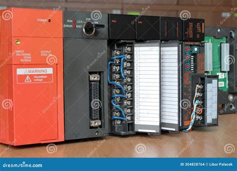 Access To The PLC Input Output Card Terminal Block Automation Of Production Processes Stock