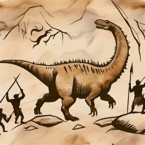 Dinosaur Cave Art 3 Caveman Drawings Downloadable Jpeg Wall Art