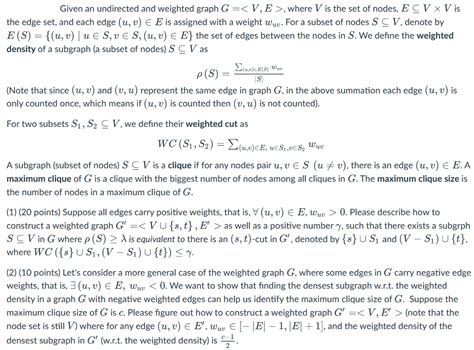 Solved Given An Undirected And Weighted Graph G Chegg