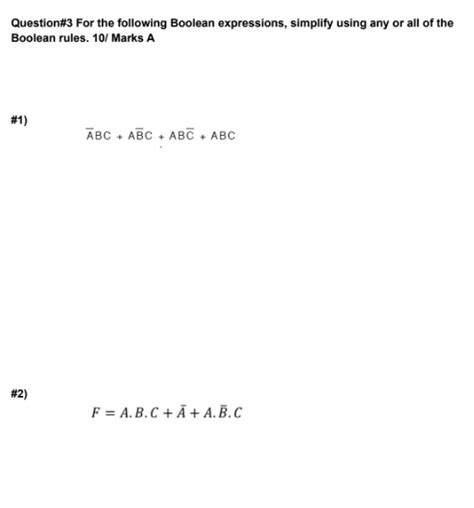 Solved Question3 For The Following Boolean Expressions