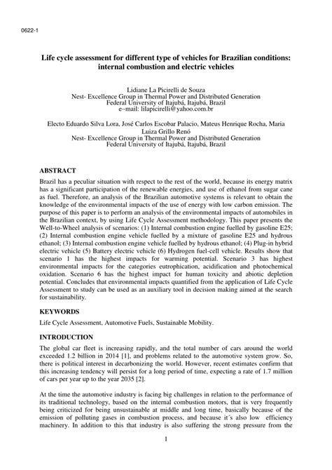 PDF Life Cycle Assessment For Conventional Vehicle Electric Vehicle And Plug In Electric