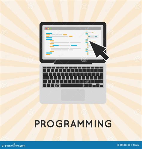 Laptop Programming Vector Concept Illustration Stock Vector