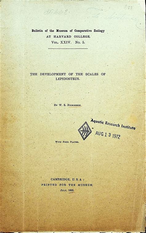 The Development Of Lepidosteus Together With 4 Other Offprints On