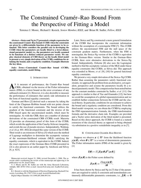 Pdf The Constrained CramÉr Rao Bound From The Perspective Of Fitting A Model
