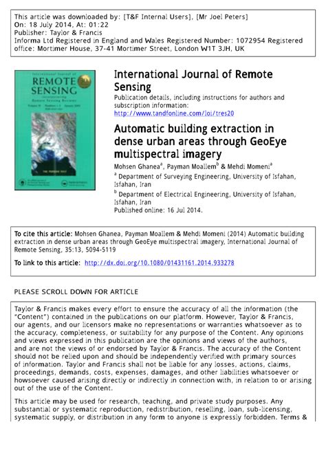 Pdf Automatic Building Extraction In Dense Urban Areas Through Geoeye Multispectral Imagery
