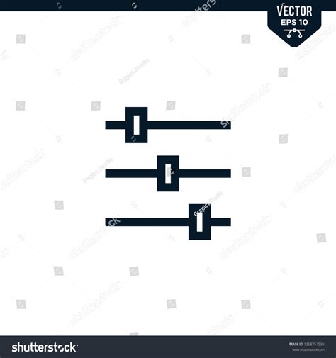 Equalizer Setting Icon Collection Outlined Line Stock Vector Royalty