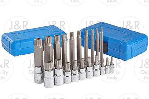Jandr Quality Tools 20pc Xzn 12 Point Mm Triple Square Spline Bit Socket Set Tamper Proof Set