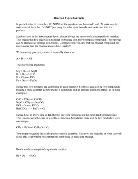 Reaction Typespredicting Products