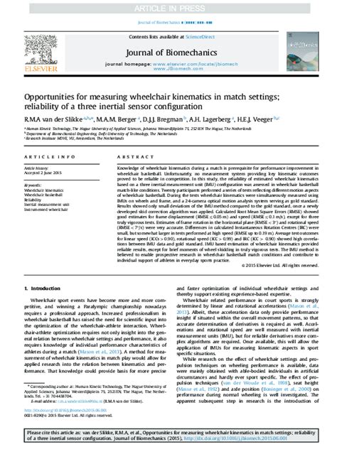 Pdf Opportunities For Measuring Wheelchair Kinematics In Match Settings Reliability Of A